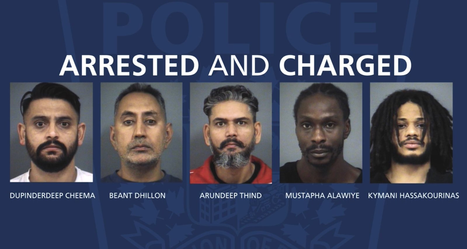 Peel Police Arrest Five individuals in Violent Extortion Incidents ...